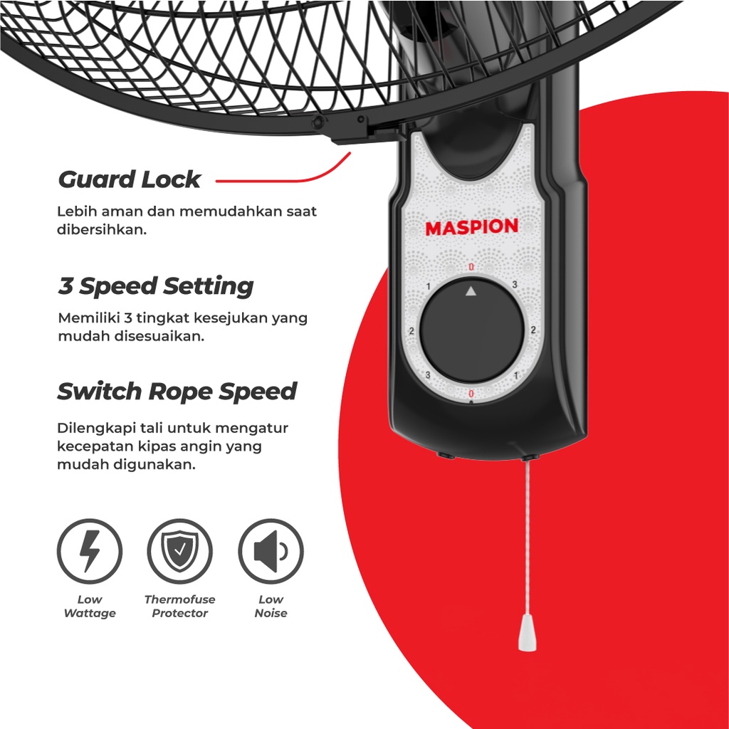 Jual Maspion Kipas Dinding Wall Fan 16 Inch - MWF-1609 K | MWF1609K ...