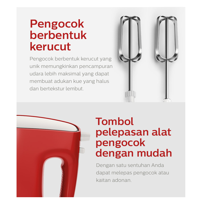 Jual Philips Hand Mixer - HR1552/10 - Merah | Wahana Superstore