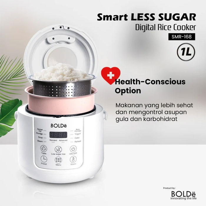 Jual Bolde Rice Cooker Less Sugar Smart Digital 1 L - Heaven White ...