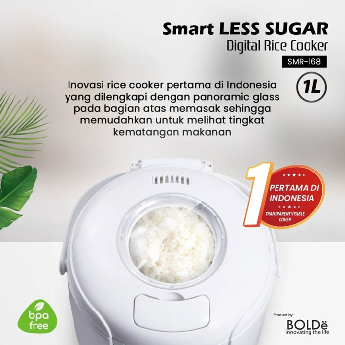Jual Bolde Rice Cooker Less Sugar Smart Digital 1 L - Heaven White ...