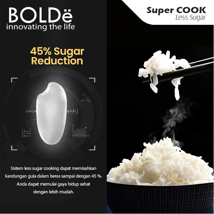Jual Bolde Rice Cooker Super COOK Less Sugar - Hitam | Wahana Superstore